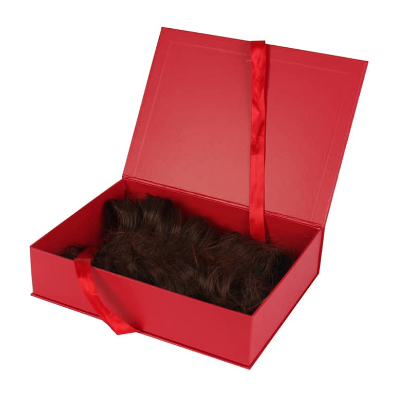 Hard Paper Cardboard Hair Weave Box With Ribbon Closure Paper